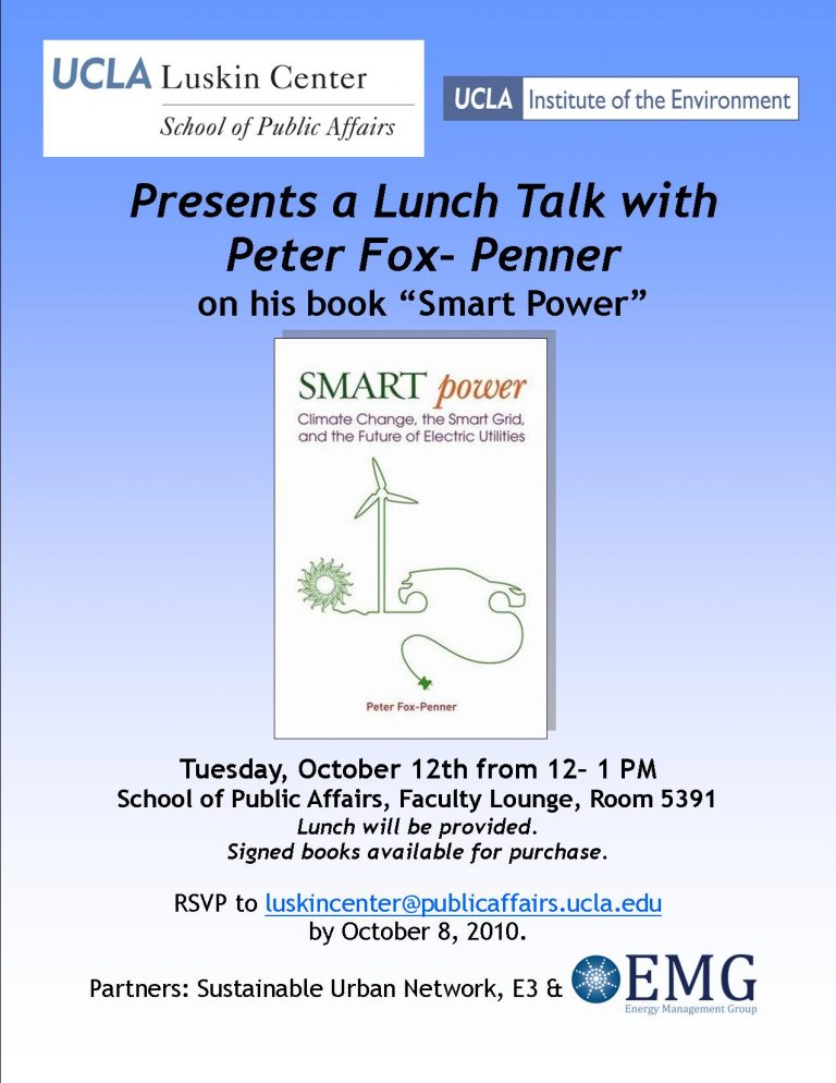 Author Talk: Peter Fox-Penner on “SMART Power: Climate Change, the ...