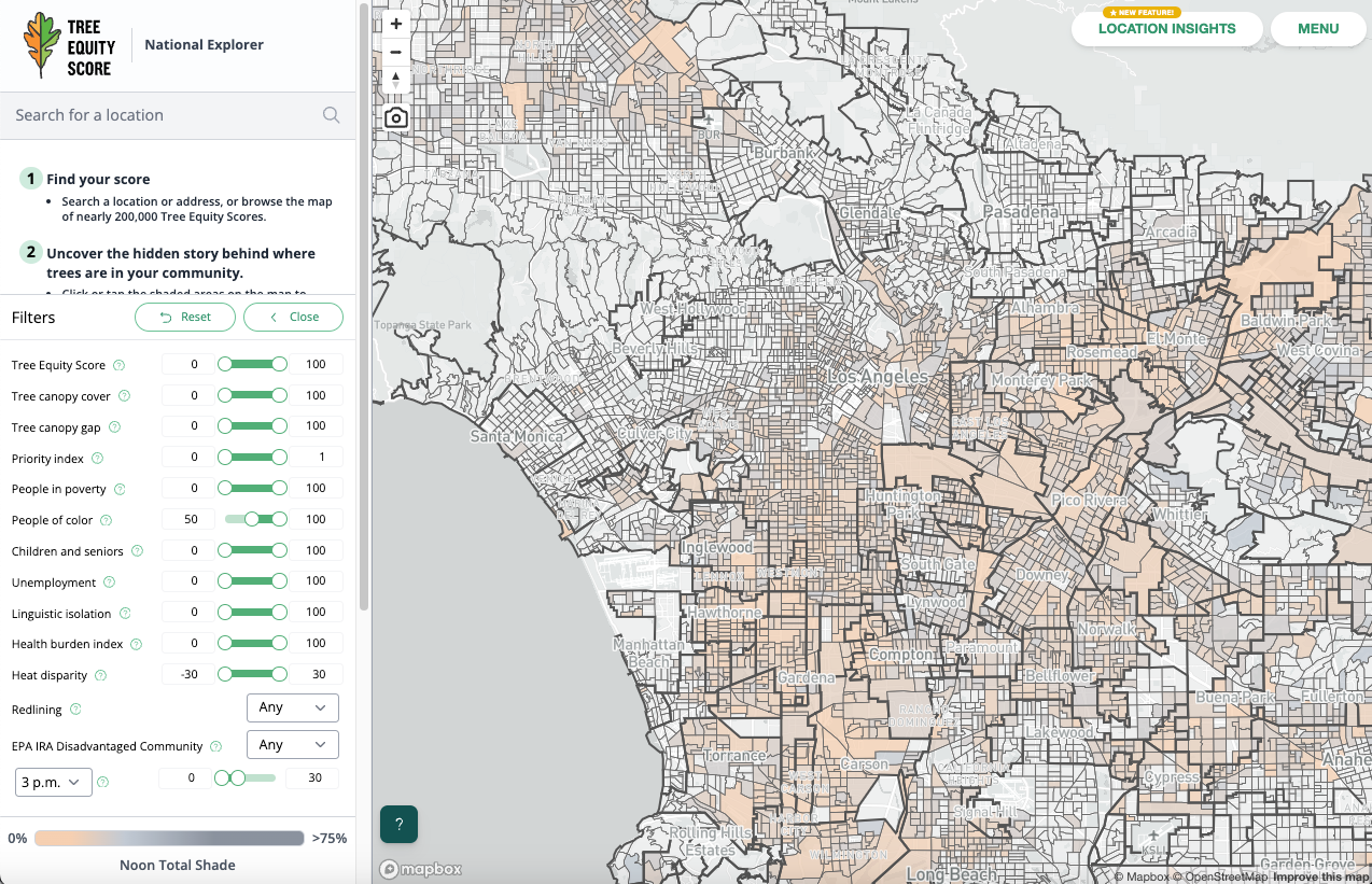 How to Use the Shade Data Map in Tree Equity Score | UCLA Luskin Center ...